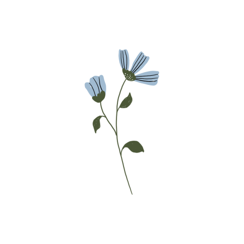 Sluitzegel met een blauw bloemetje - vel met 25 stickers