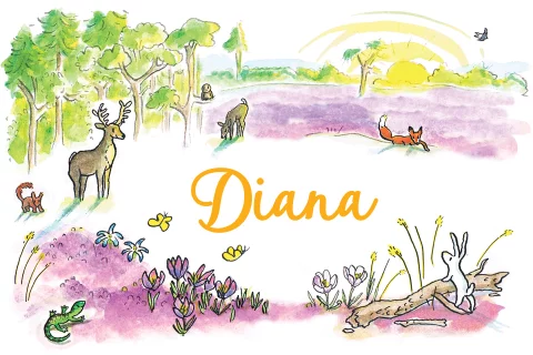 Lief getekend geboortekaartje met heide en dieren vos en hertje