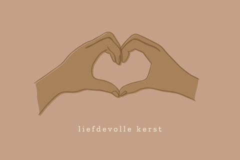 Kerstkaart 'liefdevolle kerst' handen vormen hartje