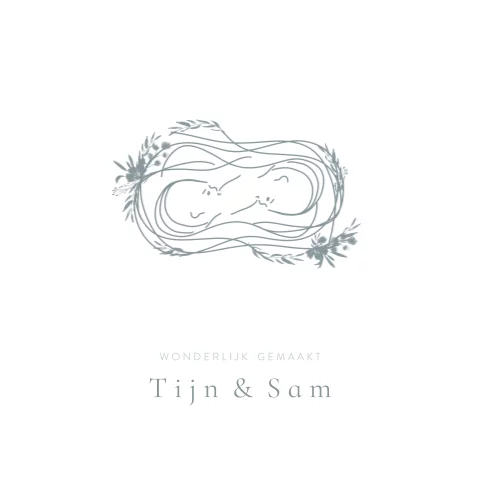 Geboortekaartje tweeling lijntekening baby christelijk