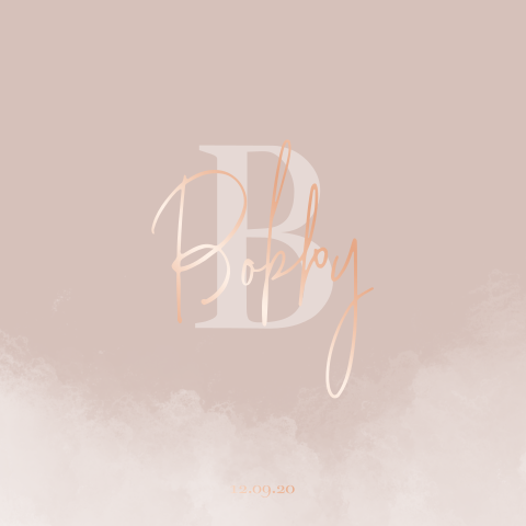 Geboortekaartje dochter met rood roest kleur en folie stipjes