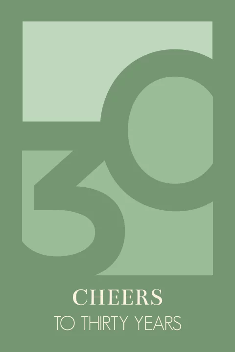 Zakelijke uitnodiging jubileum 30 jaar typografisch