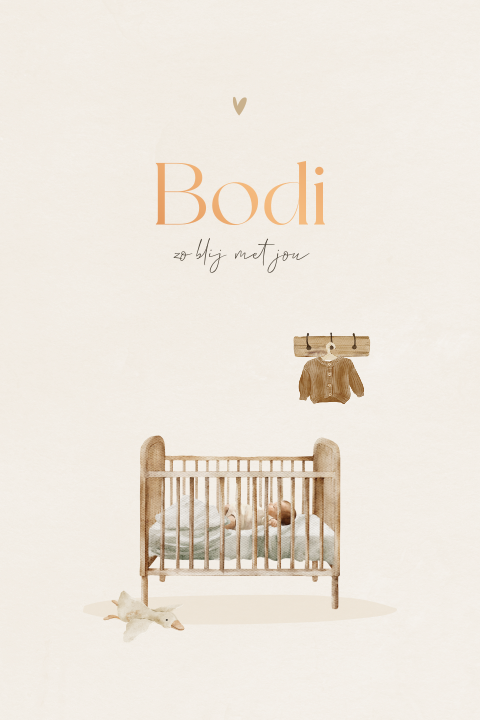 Unisex geboortekaartje voorletter, geboortegegevens, boot en zeedieren