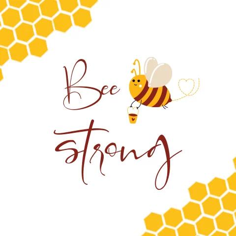 'Bee strong' beterschapskaart met een bijtje
