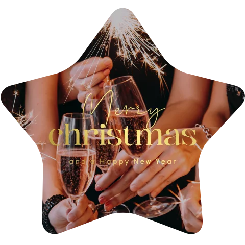 Ster vorm zakelijke kerstkaart met foliedruk en foto