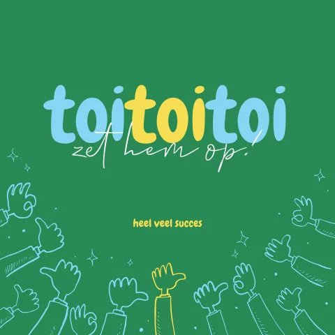 Succes kaart toi toi toi met duimen