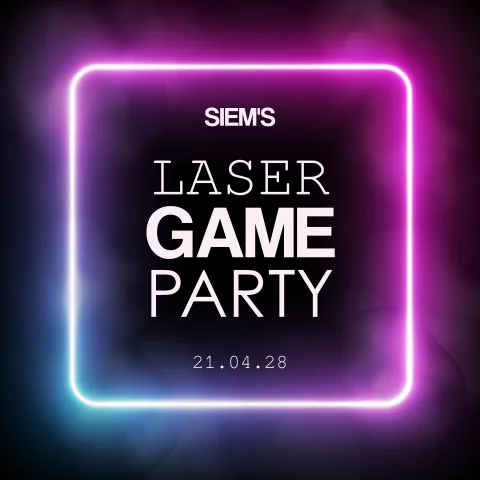 Lasergame kinderfeestje uitnodiging met neon laser en kader