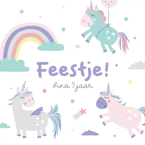 Unicorn uitnodiging kinderfeestje
