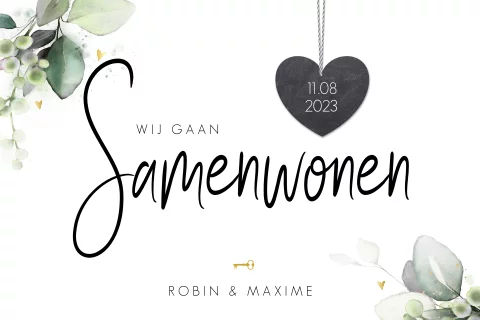 Romantische samenwonen kaart met hart