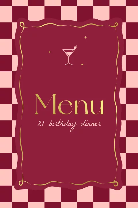 Menukaart 21 diner cocktail met foliedruk