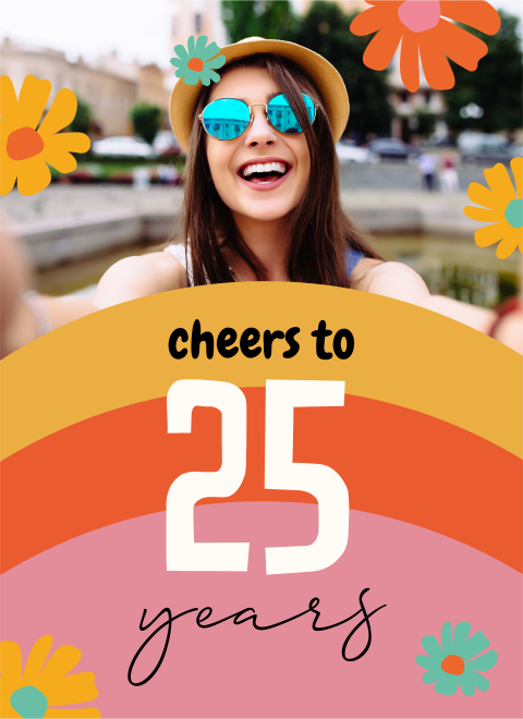 Flessenetiket met foto voor verjaardag 25 jaar - 5 stuks