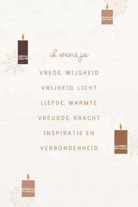 Kerstkaart met kerstwens vrede en verbondenheid