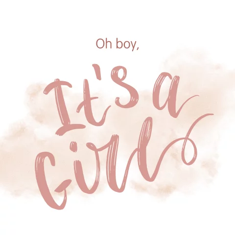 Aquarel felicitatiekaart geboorte van een meisje: It's a girl