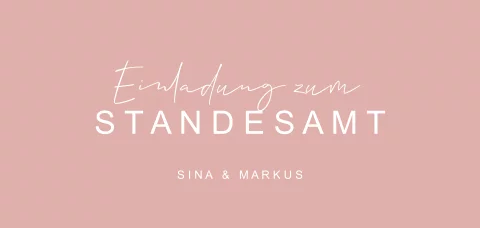 Moderne schlichte Einladung für die standesamtliche Trauung in rosa