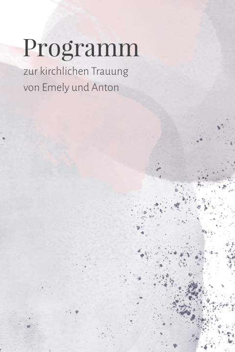 Kirchenheft zur Hochzeit mit Aquarellhintergrund in lila und rosa
