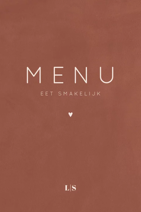 Moderne menukaart met initialen op velvet-look