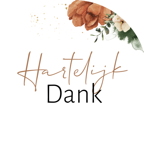 Sticker "Hartelijk dank" met rozen - per vel van 25 stickers