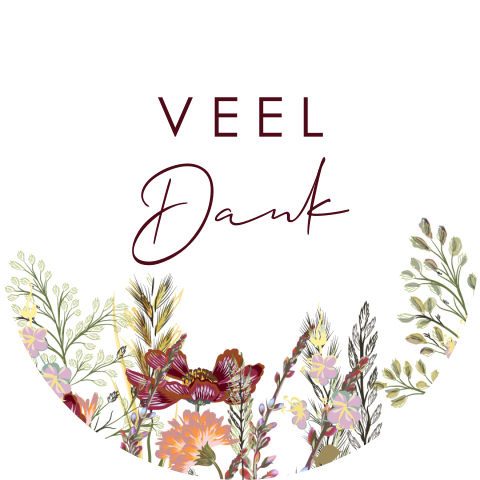 Sticker met "Veel dank" en kleurrijke veldbloemen - per vel van 25 stickers