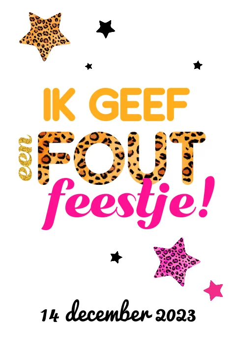 Uitnodiging fout feest met panterprint