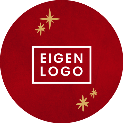 Sticker met eigen logo in het rood met sterretjes - 20 stuks