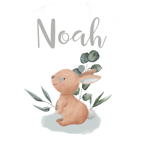 Sticker met konijn en watercolor - per vel van 25 stickers