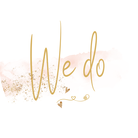 Sticker trouw met "We do" op roze watercolor en gouden hartjes - vel ...