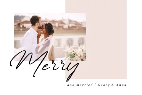 Weihnachtliche Dankeskarte "Merry and married"