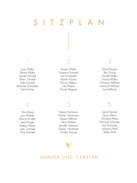 Sitzplan poster mit Goldlook-Elemente