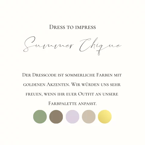 Schlichte Dresscode-Karte im Stil Summer Chique
