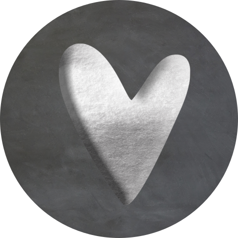 Aufkleber Schultafel Herz, 35mm ø 25 Stück