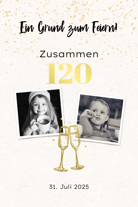 Originelle Einladung Doppelgeburtstag mit Fotos 120 Jahre
