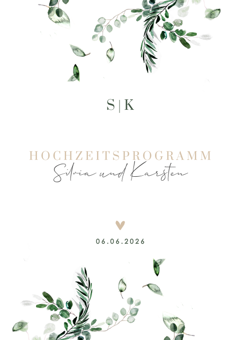 Klassisches Programmheft mit Eukalyptus