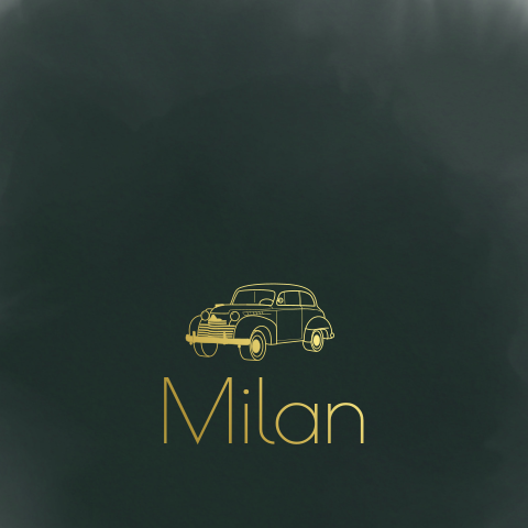 Geboortekaart jongen donkergroen met auto goudfolie