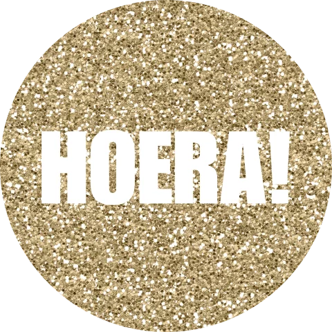 Aanpasbare sluitzegel Hoera glitter