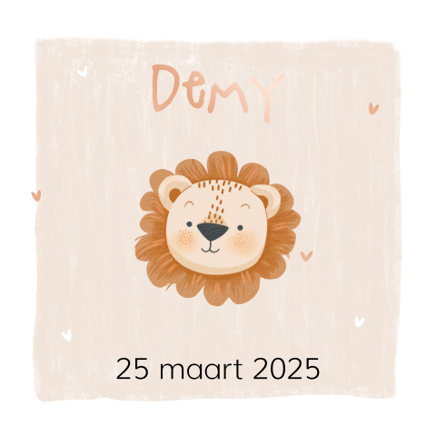 Sticker doopsuiker geboorte leeuw hartjes | 12 stuks